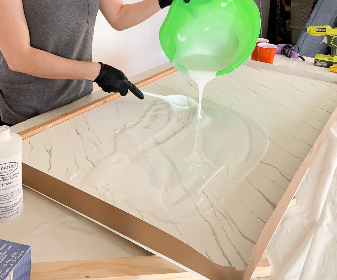DIY Marble Resin Countertop + HOW TO GET THE PERFECT VIENING!