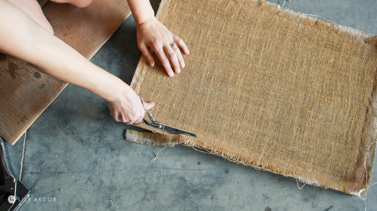DIY Rattan Cabinet Hack With Burlap - Lily Ardor