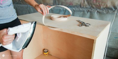 DIY Rattan Cabinet Hack With Burlap - Lily Ardor