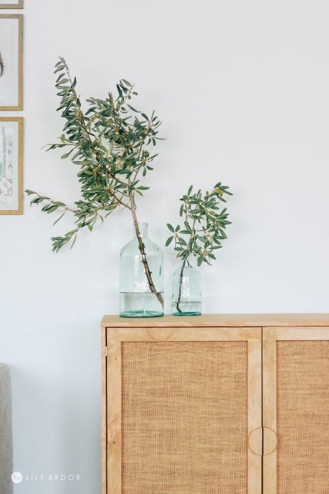 DIY Rattan Cabinet Hack With Burlap - Lily Ardor