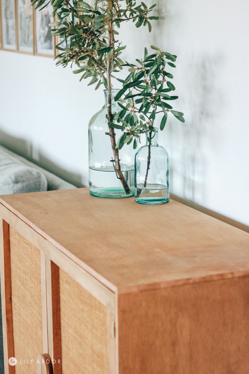 DIY Rattan Cabinet Hack With Burlap - Lily Ardor